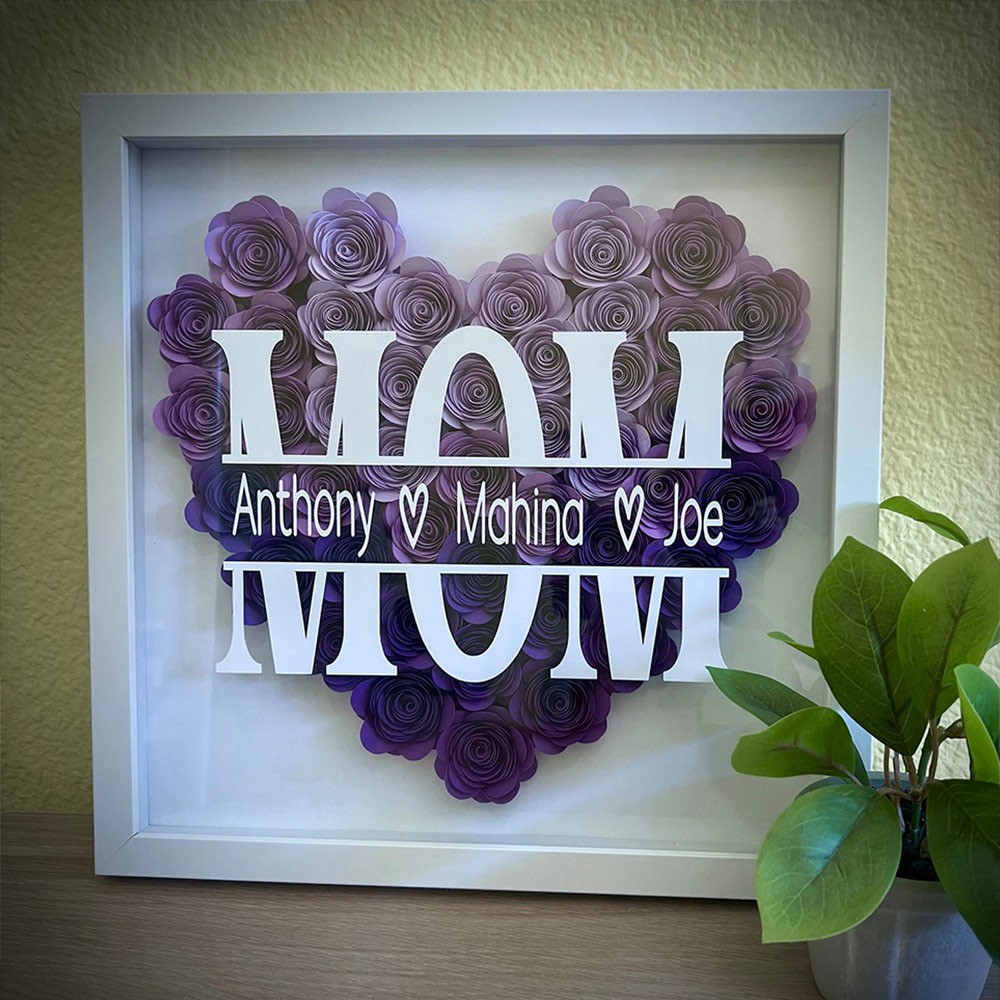 Personalized MOM Flower Shadow Box With Kids Name For Mother's Day Gift ...