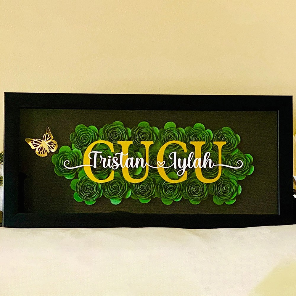 Personalized Grandma Flower Shadow Box With Kids Name For Mother's Day ...